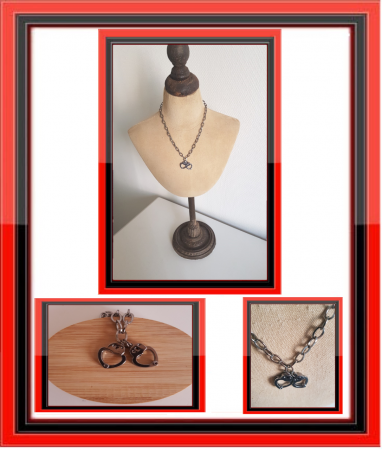 Zwarte Hartjes Handboeien ketting Stainless Steel :: Bdsm sieraden sanny